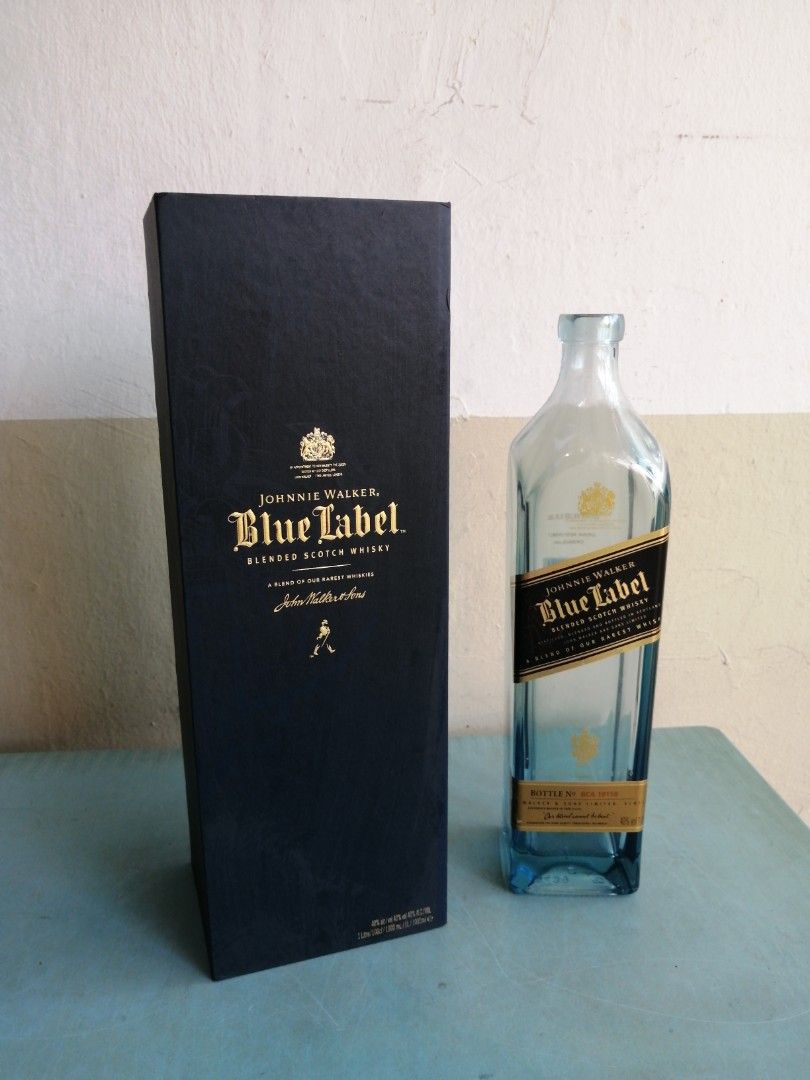 Johnnie Walker Blue Label Scotch Whisky Empty Bottle and Box 1L ...