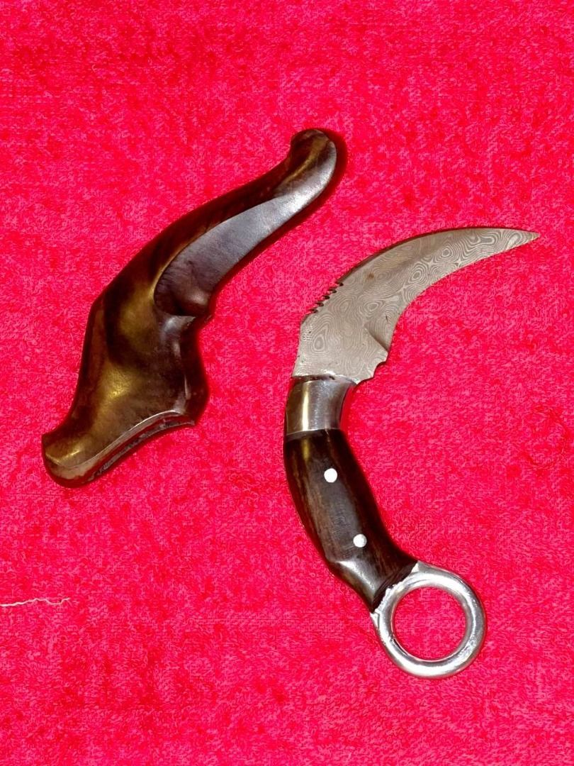 Karambit Minang Etched Damascus Blade, Hobbies & Toys, Collectibles ...