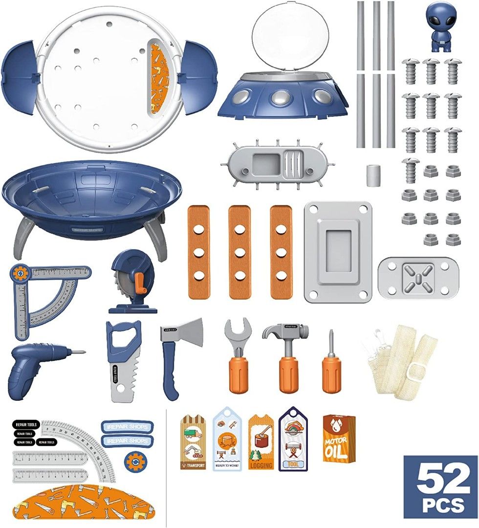 Kids Tool Bench Toy Set, Toddler Workbench Pretend Play for Boys, 52Pcs ...