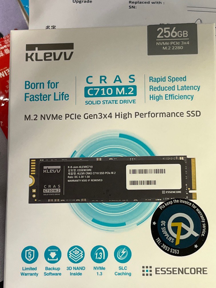 Klevv c710 m2 ssd 256gb nvme m.2, 電腦＆科技, 電腦周邊及配件, 硬碟及儲存器 - Carousell