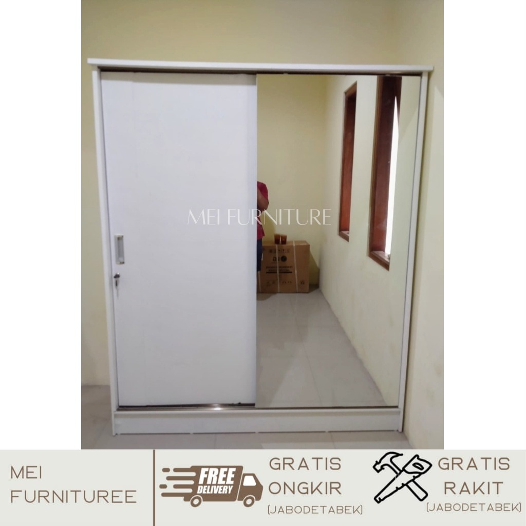 Lemari sliding 2 pintu minimalis modern / sleding door 2 pintu ...