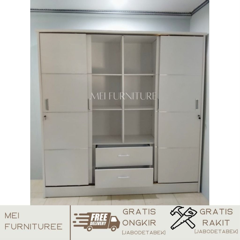 Lemari sliding door 4 pintu minimalis / sleding door murah, Perabotan ...