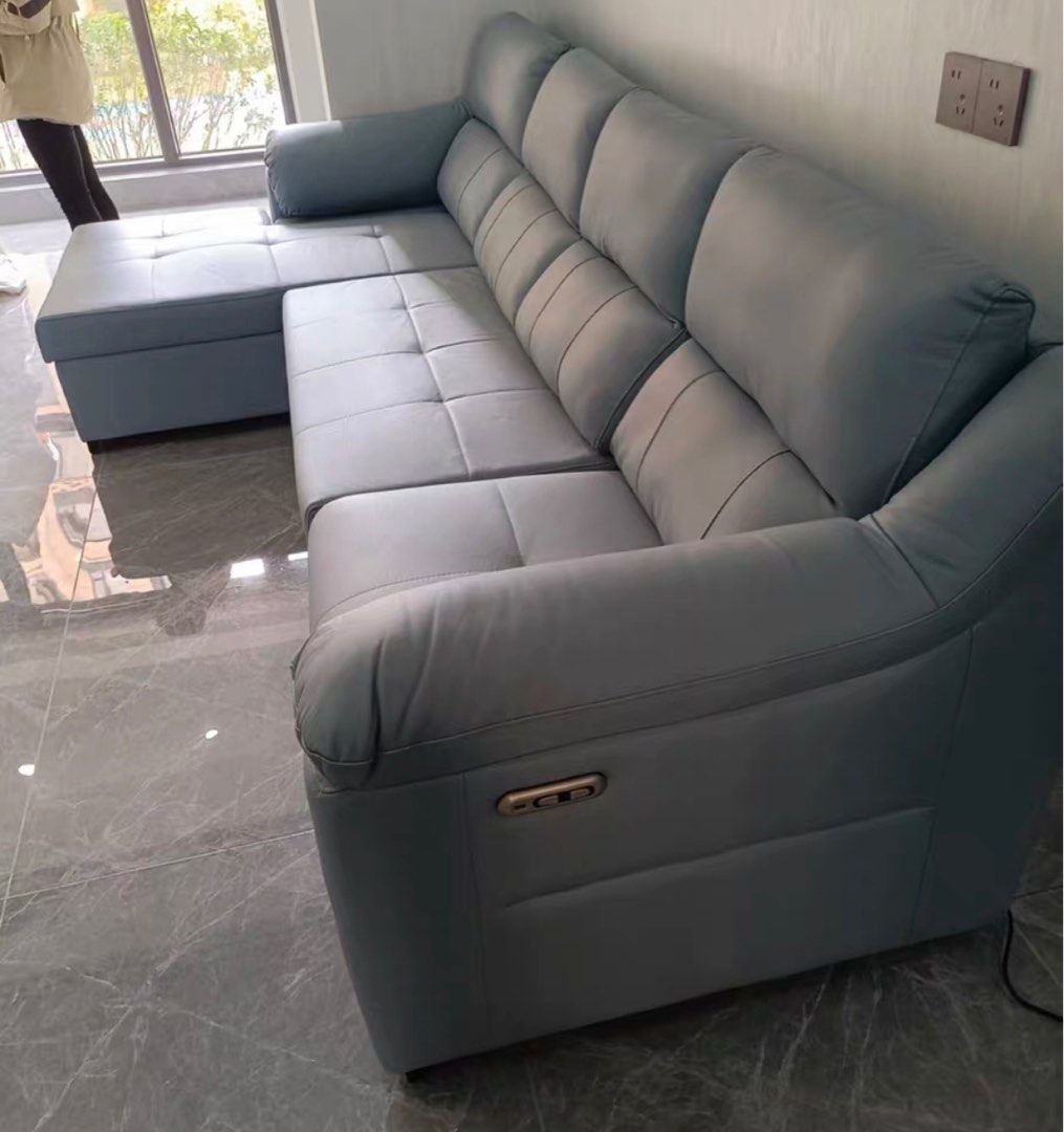 Length 155cm Hera Sofa Bed with Pull-out Bed/ Electric Recliner/ L-shape Storage Compartment ...