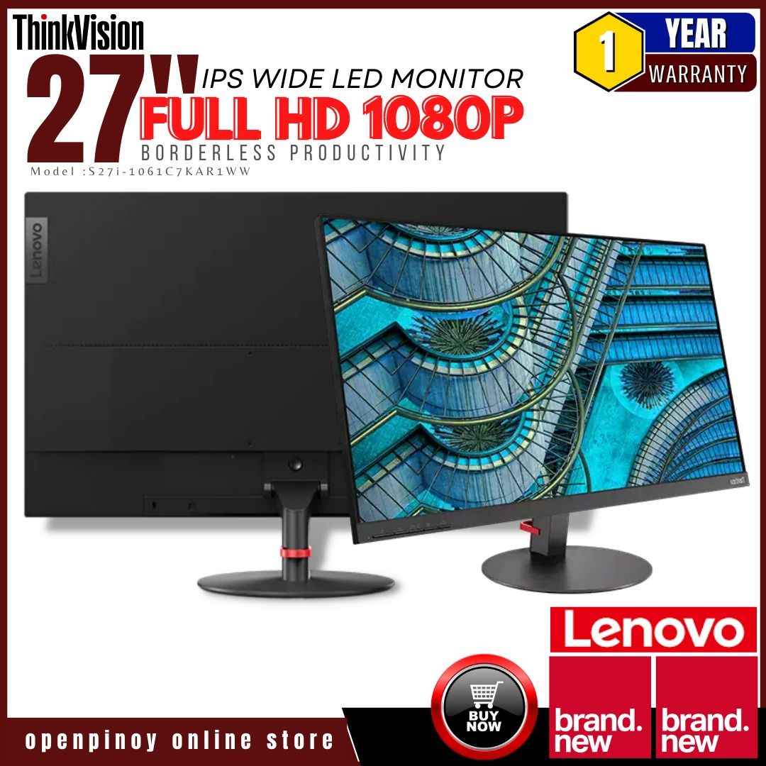 Lenovo 27-inch Full HD 1920 X 1080 IPS GAMING Monitor S27i-10 ...