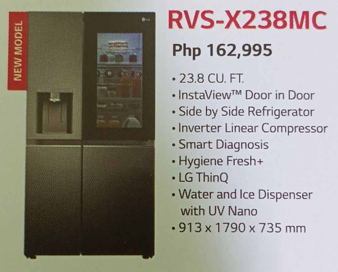 LG inverter side by side refrigerator INSTAVIEW DOOR IN DOOR 23.8 cu.ft ...