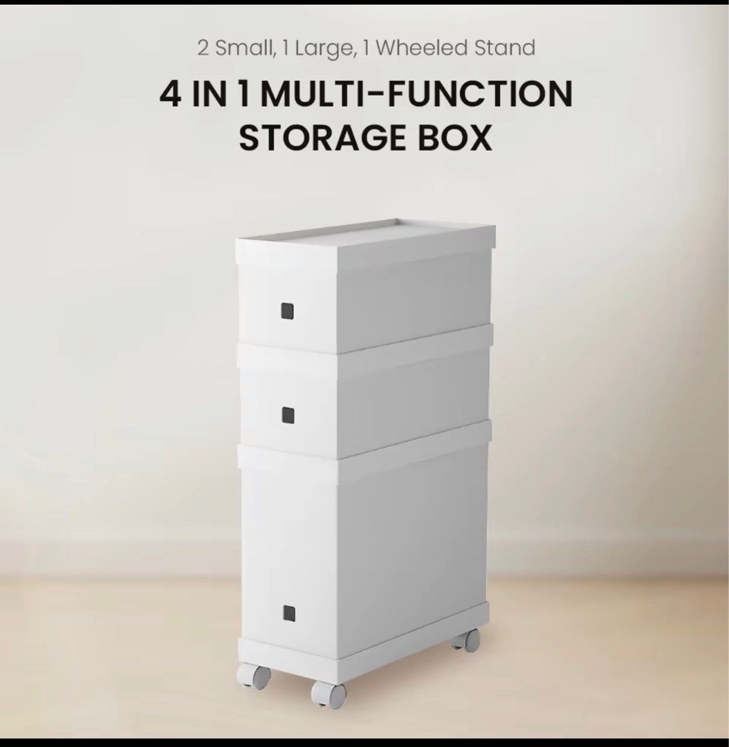 Locaupin Stackable Storage Box Organizer with Wheels on Carousell