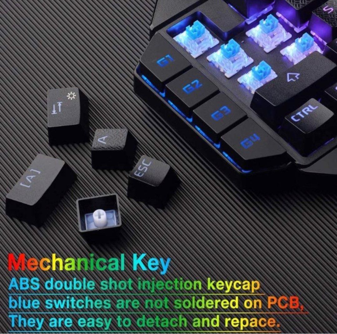 ONE HANDED BLUE SWITCH MECHANICAL KEYBOARD MACRO DEFINITION, K50 ONE ...