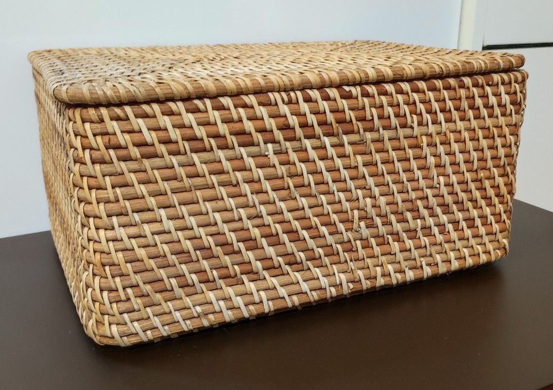 MUJI Stackable Rattan box & lid, Furniture & Home Living, Home ...