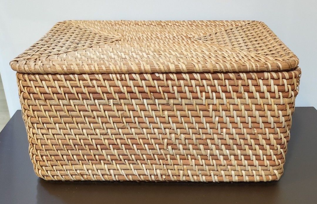 MUJI Stackable Rattan box & lid, Furniture & Home Living, Home ...