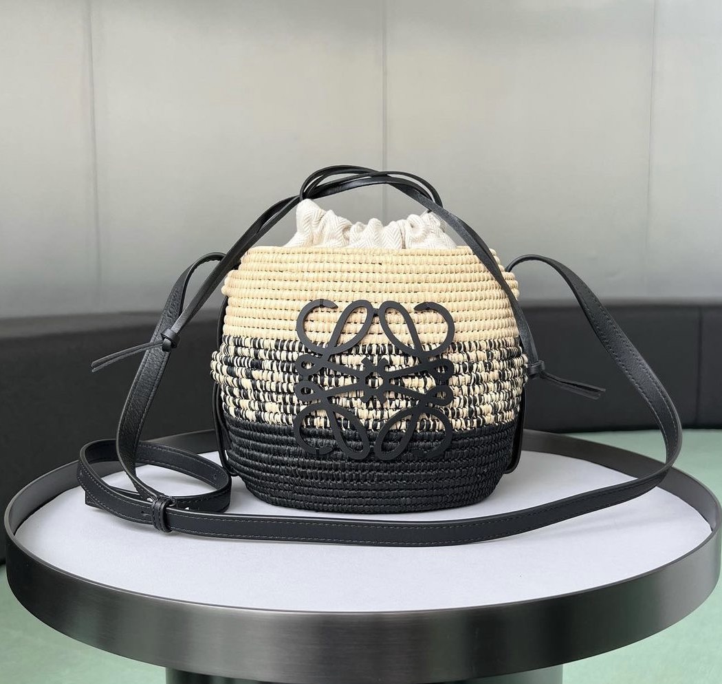 New Loewe Rattan Bucket Bag Black, Luxury, Bags & Wallets on Carousell