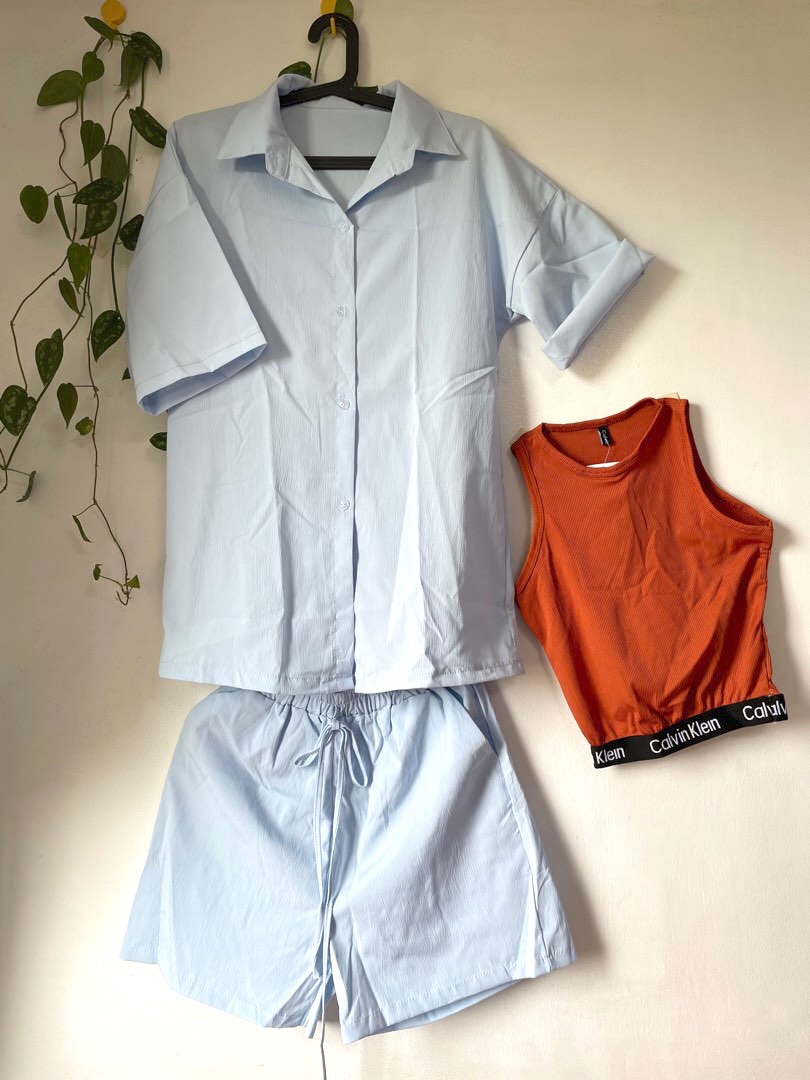 NEW PASTEL BLUE COORDS LAST PIECE WITH FREE CROPTOP, Women's Fashion ...