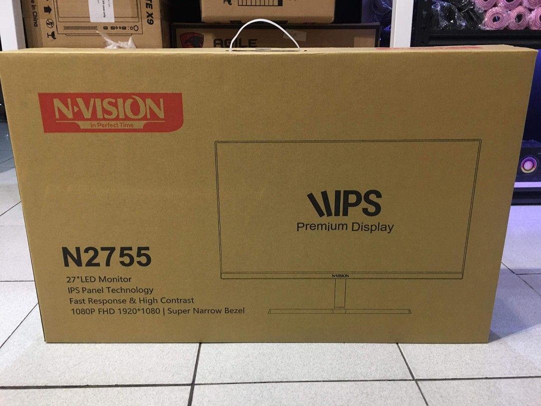 Nvision 27" IPS Panel 75Hz LED Monitor Narrow Bezel FHD VGA HDMI Black ...