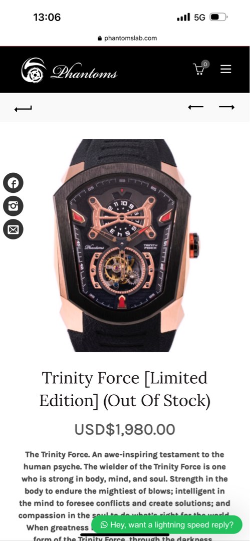 Phantom - trinity force (out of stock) limited to /99, Luxury, Watches ...