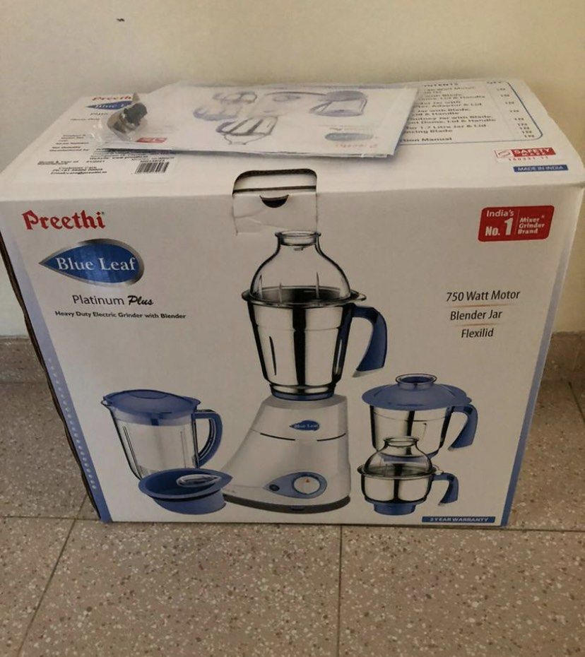 Preethi Blue Leaf Mixer Grinder 4 in 1, TV & Home Appliances, Kitchen ...