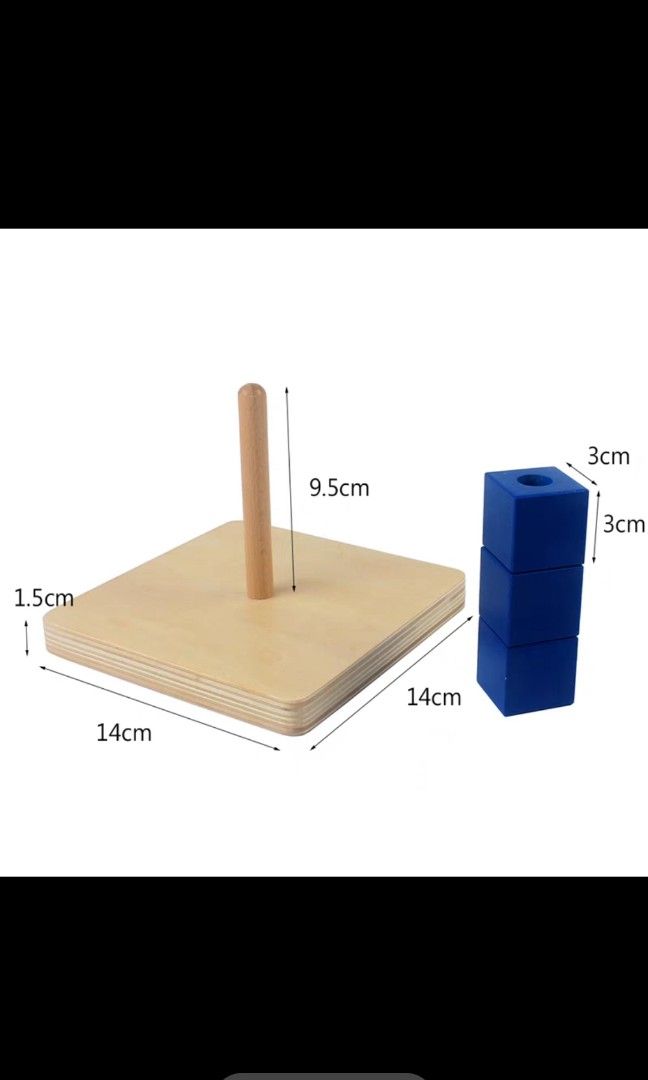 Punggol pick-up | Montessori cubes on vertical dowel, rings on ...