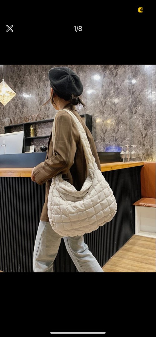 Quilted Beige COS inspired Shoulder Bag, Women's Fashion, Bags ...