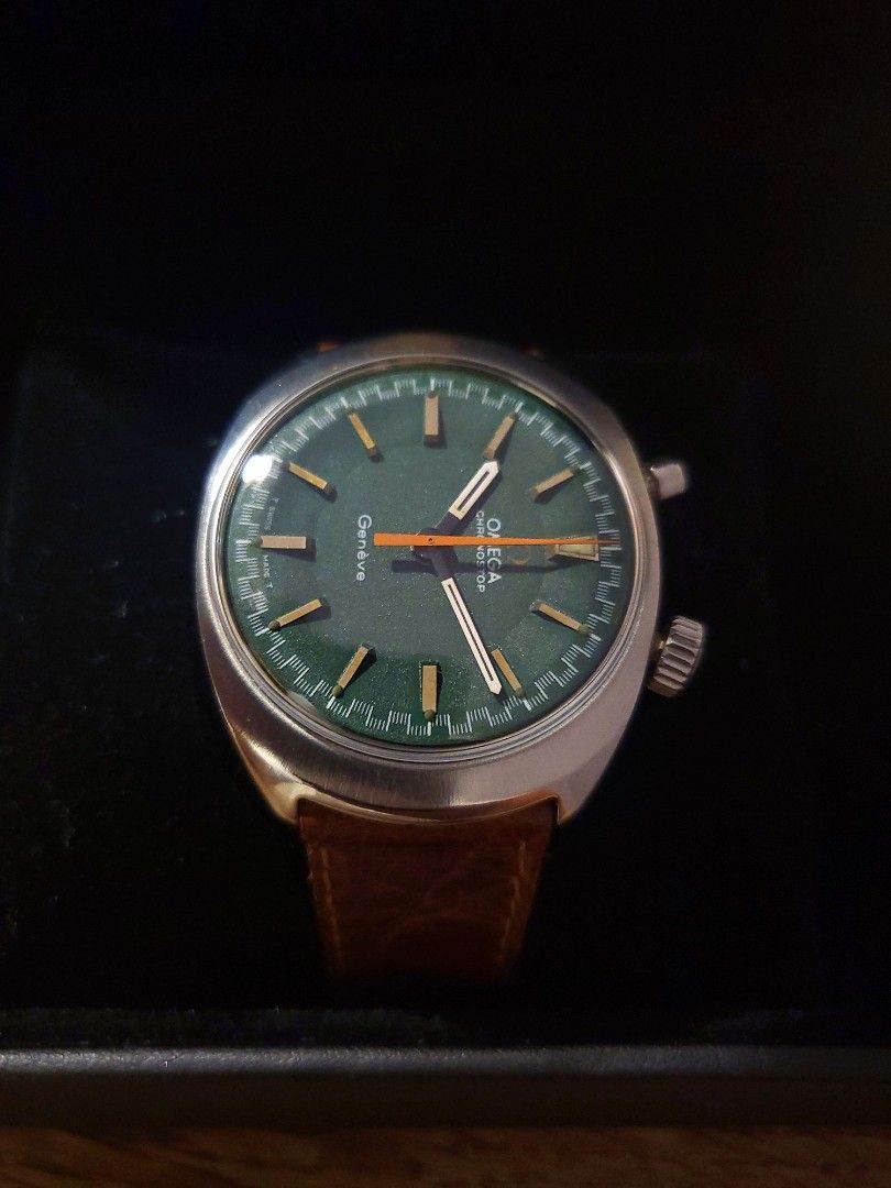 [Rare] 60s Vintage Omega Chronostop Diver 35mm Oliver Green Dial ...