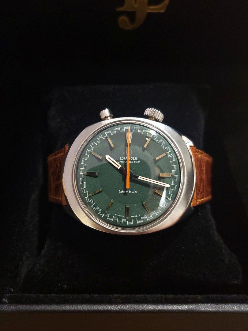 [Rare] 60s Vintage Omega Chronostop Diver 35mm Oliver Green Dial ...