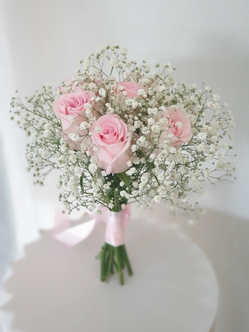 ROM bridal bouquet |solemnisation flowers |baby's breath bouquet ...