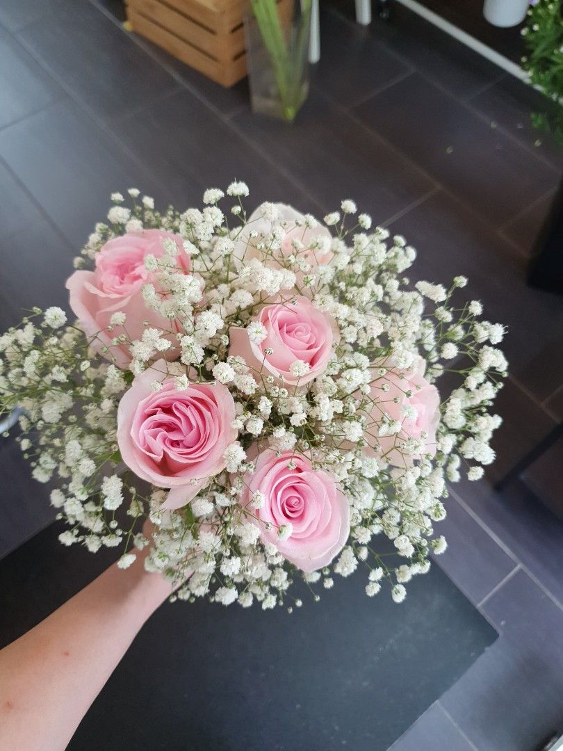 ROM bridal bouquet |solemnisation flowers |baby's breath bouquet ...