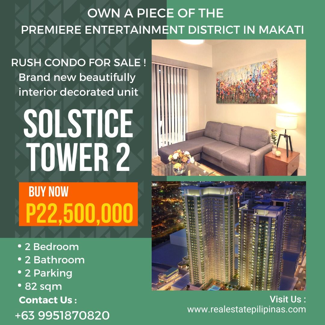 RUSH Solstice Tower 2 Circuit Makati Brand New 2BR For Sale Nicely ...