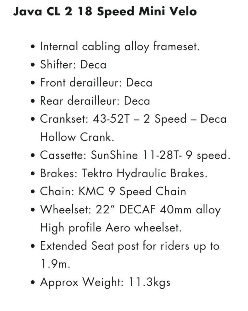 [SALES] Drop Bar Java Mini Velo CL2 Road Bike, Sports Equipment ...