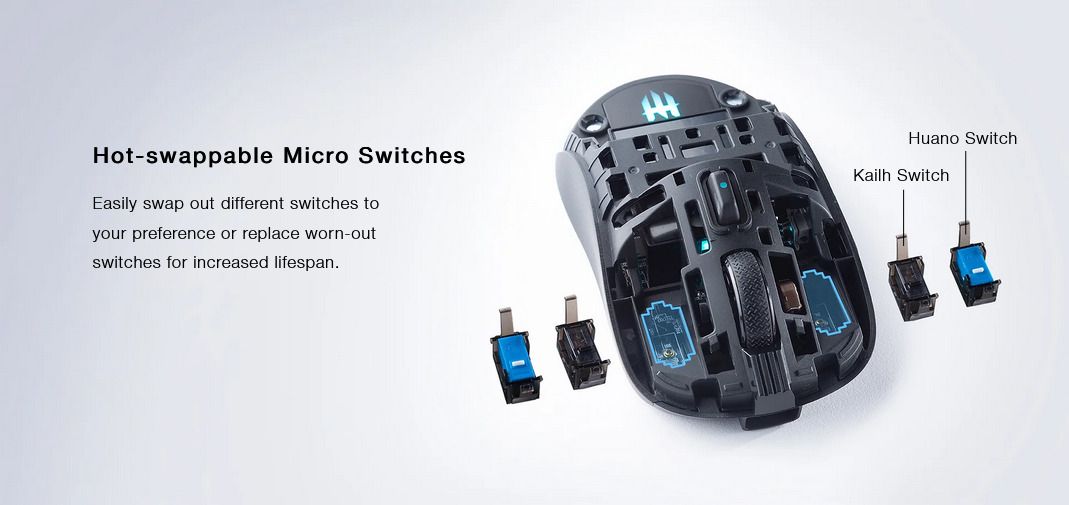 TECWARE PULSE ELITE Wireless RGB Gaming Mouse With Solid Cover / Holed Cover ( Hot-swappable ...