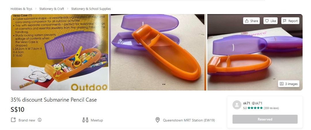 Tupperware Versa/ ship/rocket pencil case, Hobbies & Toys, Stationery ...