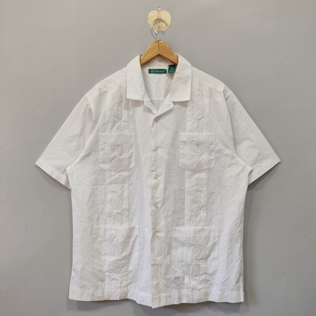 Vintage Cuban Cartel Pleated Design Notched Button Down (Pablo Escobar ...