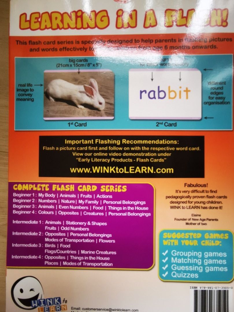 Wink to learn Flash cards , Babies & Kids, Infant Playtime on Carousell
