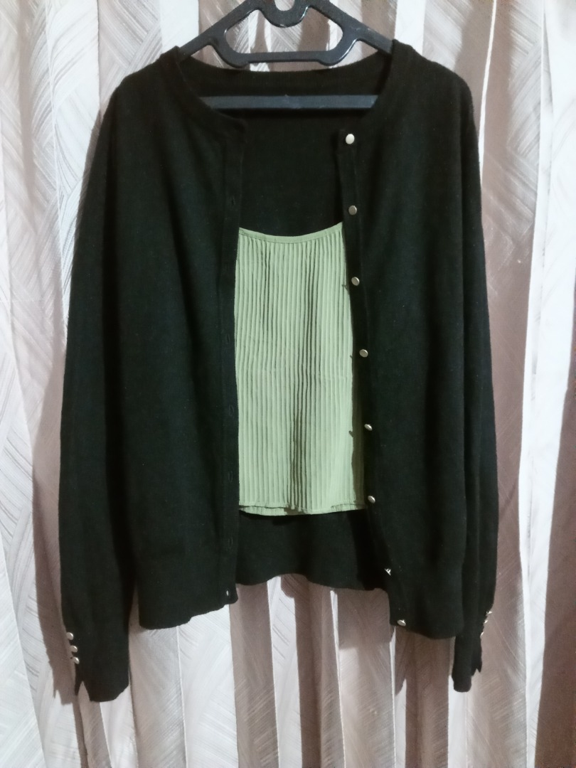 ( Nego ) Zara Look Alike Button Black Cardigan Hitam Uniqlo GU Gap, Fesyen Wanita, Pakaian ...