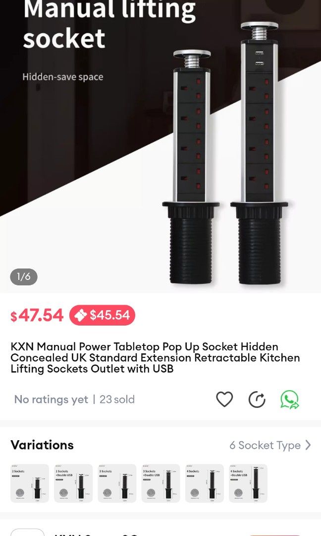 3 units of brand new manual lifting power sockets, TV & Home Appliances ...