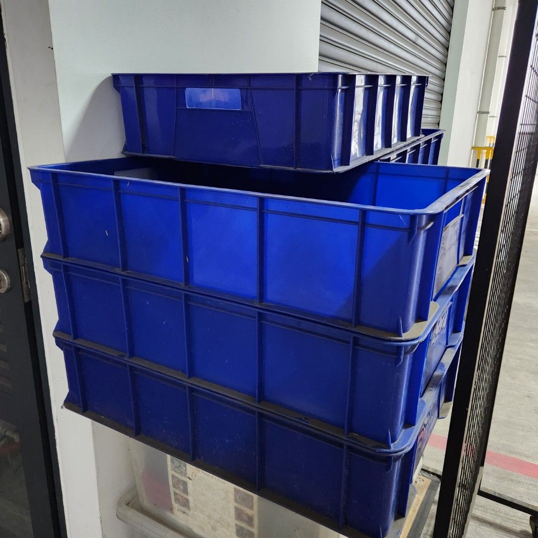 Stackable blue storage box / Toyogo blue box, Furniture & Home Living ...