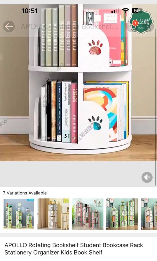 APOLLO Rotating Bookshelf Student Bookcase Rack Stationery Organizer ...