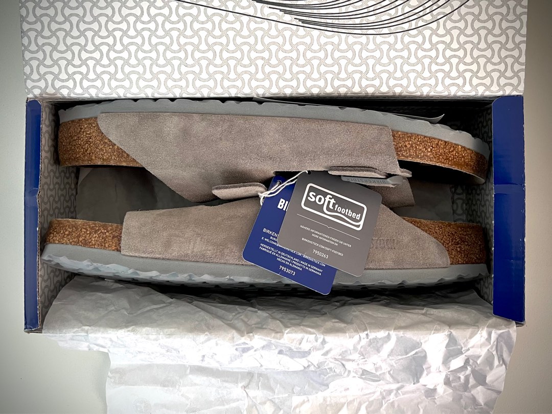 Birkenstock Arizona BS Grey, Men's Fashion, Footwear, Flipflops and ...