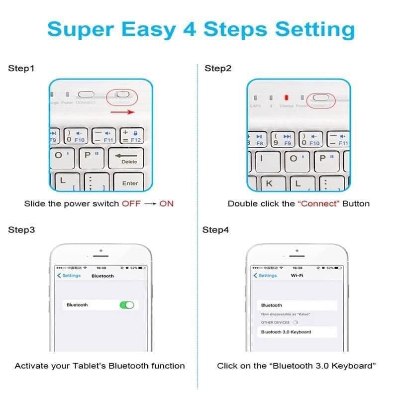 Bluetooth Keyboard Wireless Mini for PC Phone/Tablet/iPad Rechargeable ...