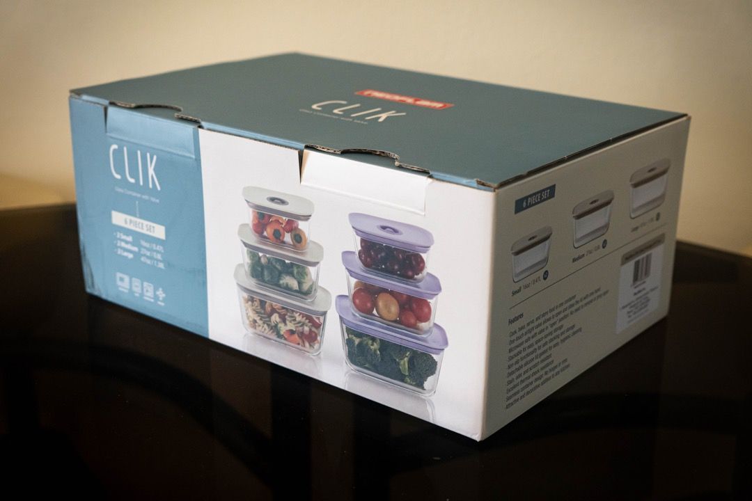 [BRAND NEW] Neoflam CLIK Glass Container with Valve 6 Piece Set ...