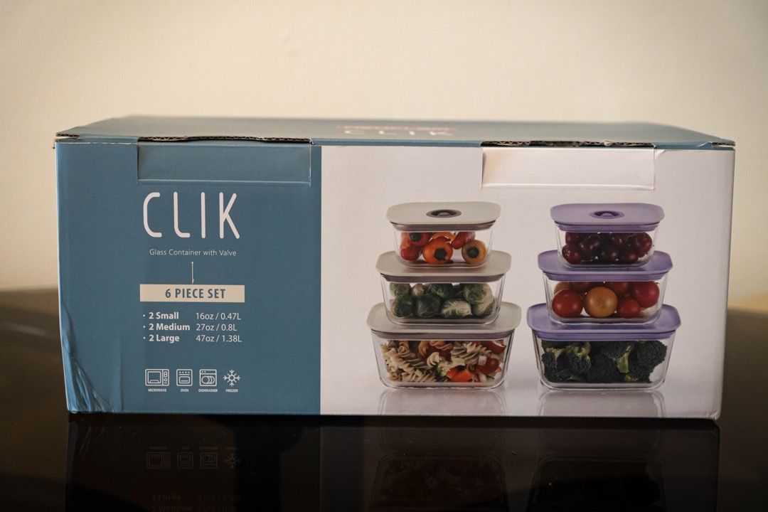 [BRAND NEW] Neoflam CLIK Glass Container with Valve 6 Piece Set ...