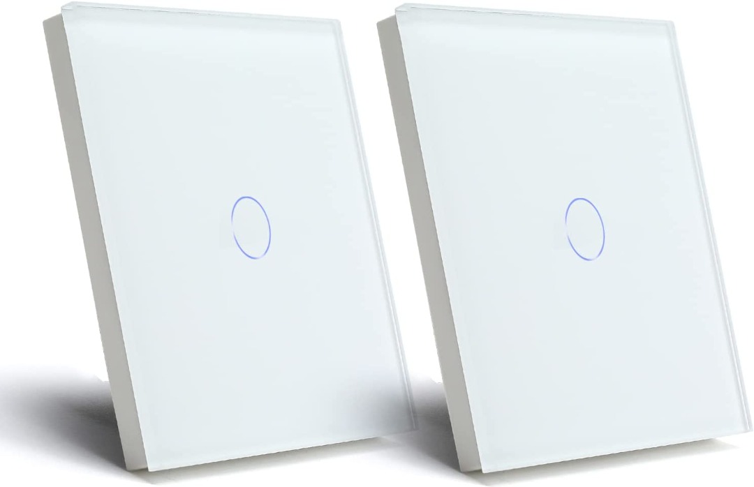 [C1294] BSEED 2 Pack Touch Light Switch 1 Gang 1 Way, Tempered Glass ...