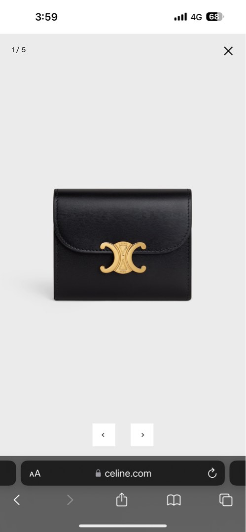 Celine Triomphe Wallet in Shiny Calfskin Black Brand New , Women's Fashion, Bags & Wallets ...