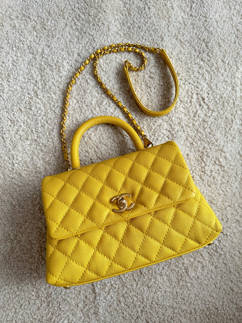 Chanel Coco Handle Yellow (Small), Women's Fashion, Bags & Wallets ...