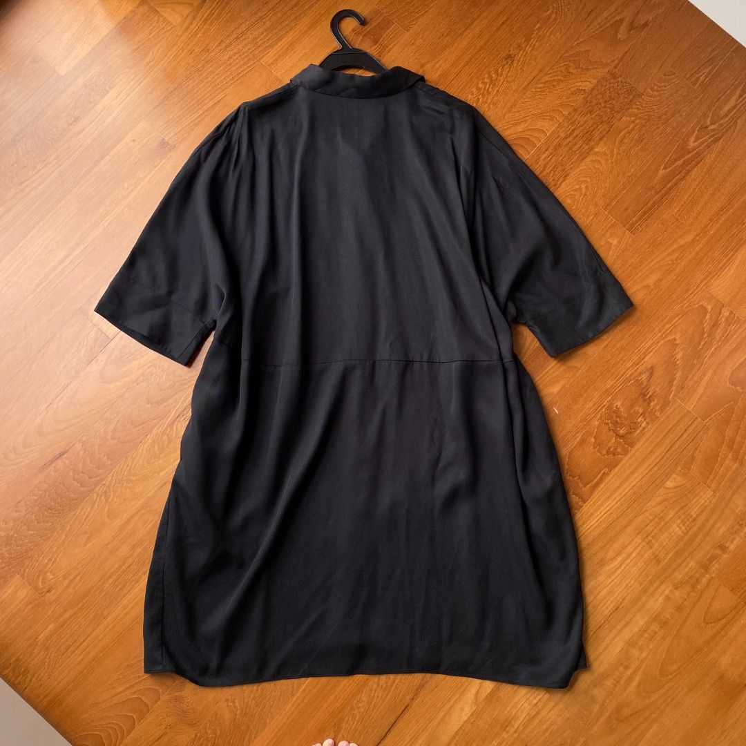 COS Black Draped Boxy Shirt Dress, Women's Fashion, Dresses & Sets ...