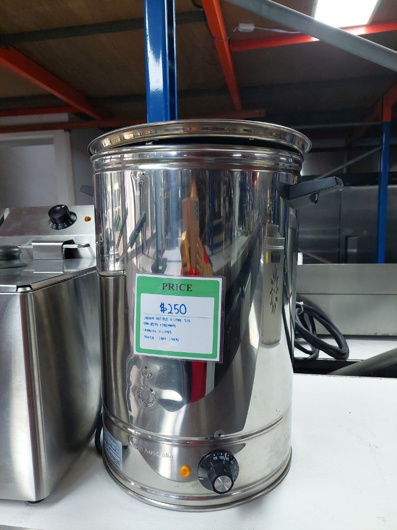 Crown Hot Pot II Litre S/S, Dim : 295mm x 340mm, Capacity, 11 Litres ...