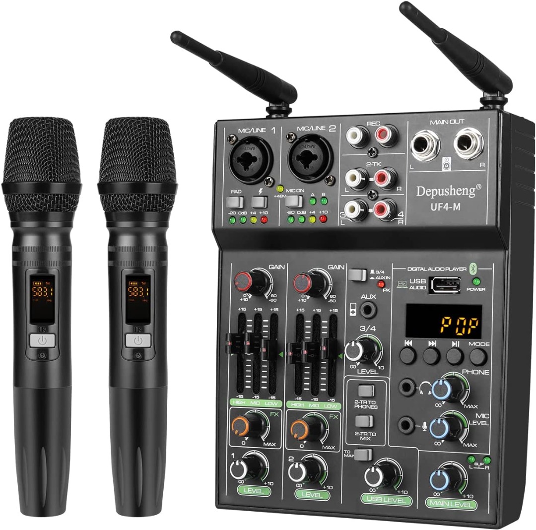 Depusheng UF4-M Audio Mixer 4-Channel Sound Mixing Boards- Professional ...