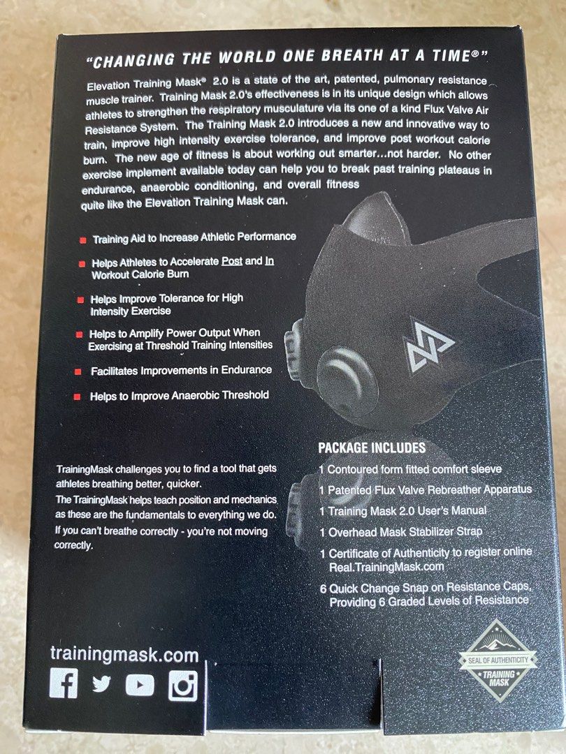 Elevation Training Mask 2.0 workout training mask for running, cycling ...