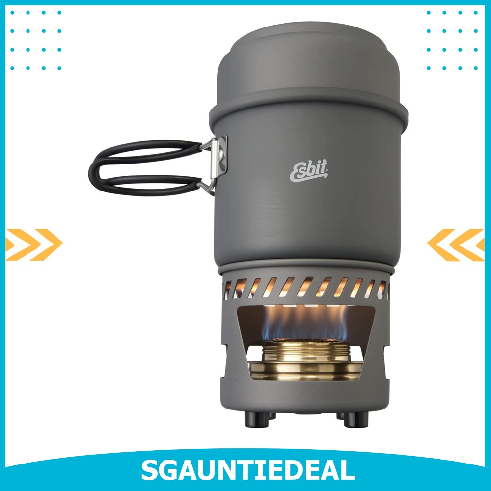 Esbit 5-Piece Lightweight Trekking Cook Set with Brass Alcohol Burner ...