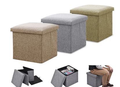 Foldable Fabric Storage Stool / Ottoman - 38cm, Furniture & Home Living ...