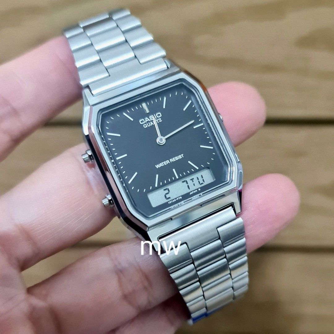 Genuine Casio Men analog digital quartz stainless steel watch brand new ...