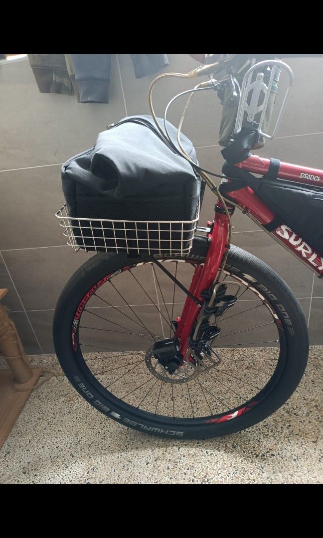 Gravel bike front rack and Muji basket, Sports Equipment, Bicycles ...