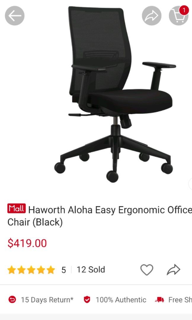 Haworth Ergonomic chair | Aloha easy, Furniture & Home Living ...